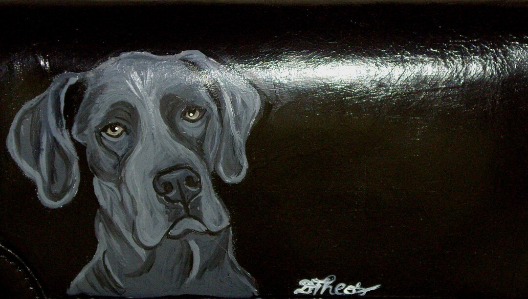 Great Dane Dog Portrait Checkbook Cover, Leather Checkbook Holder, Dog ...