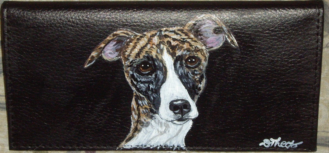 Whippet Dog Checkbook Cover, Leather Checkbook Holder, Dog Person Gift ...