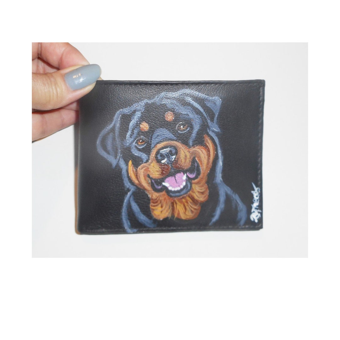 Rottweiler Dog Wallet for Men, Hand Painted Leather Wallet, Father's ...