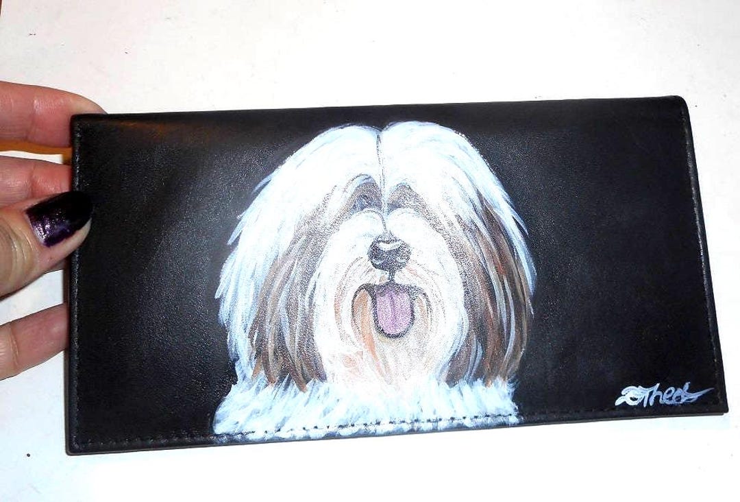 Tibetan Terrier Dog Checkbook Cover, Leather Checkbook Holder, Dog ...