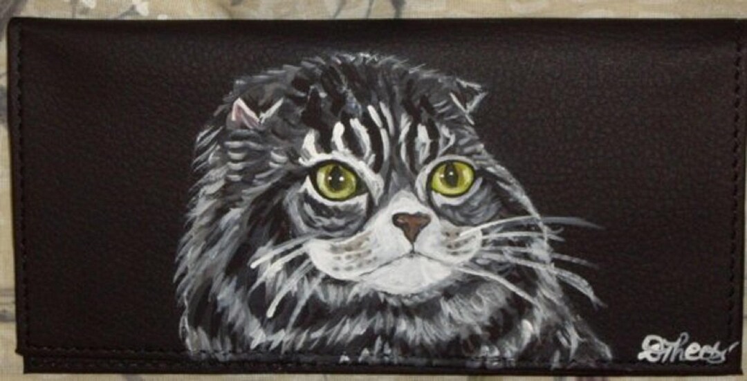 Scottish Fold Cat Checkbook Cover, Leather Checkbook Holder, Custom ...