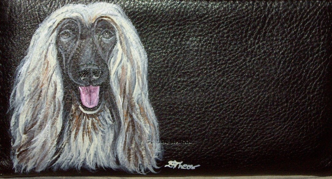 Afghan Hound Dog Checkbook Cover, Leather Checkbook Holder, Dog Lover ...