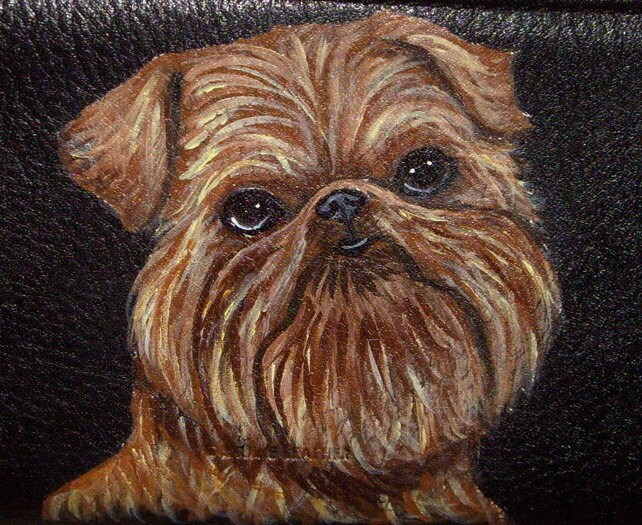 Brussels Griffon Dog Leather Wallet for Men Custom hand | Etsy