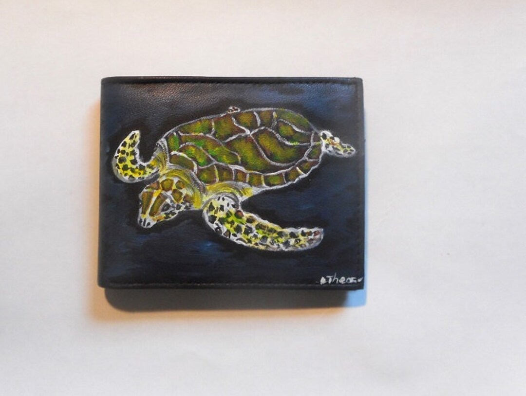 Sea Turtle Wallet for Men, Father's Day Gift, Hand Painted Wallet - Etsy