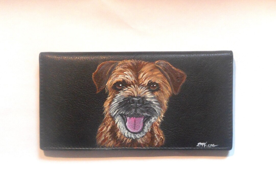 Border Terrier Dog Checkbook Cover, Leather Checkbook Holder, Dog ...