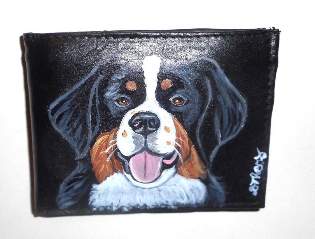 Bernese Mountain Dog Wallet for Men, Bifold Leather Wallet, Father's ...