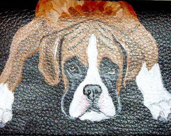 Black Pug Dog Portrait Wallet for Women Hand Painted Leather | Etsy