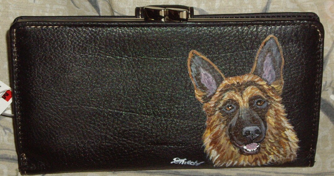 German Shepherd Dog Wallet for Women Hand Painted Leather - Etsy