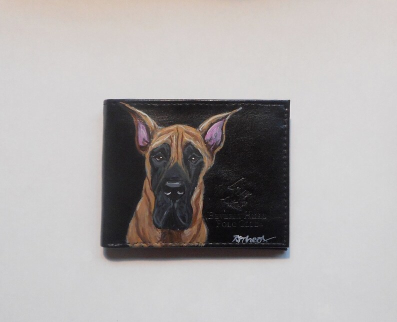 Great Dane Dog Wallet for Men Custom Hand Painted Leather - Etsy