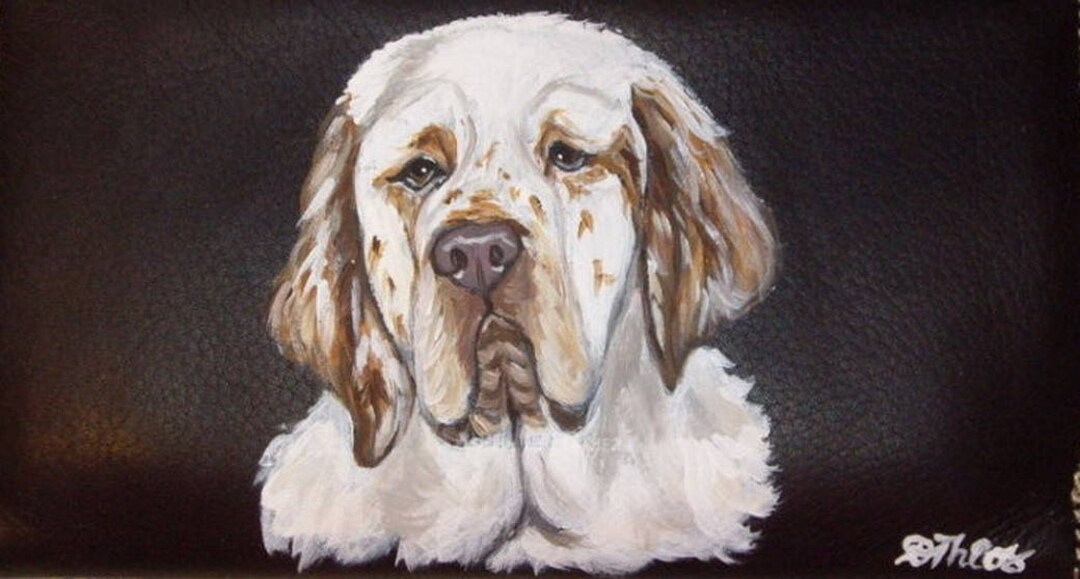 Clumber Spaniel Dog Checkbook Cover, Leather Checkbook Holder, Dog ...