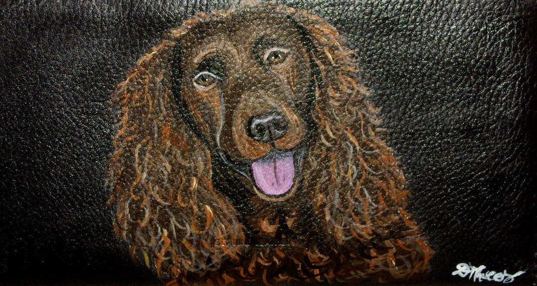 American Water Spaniel Dog Checkbook Cover, Leather Checkbook Holder ...