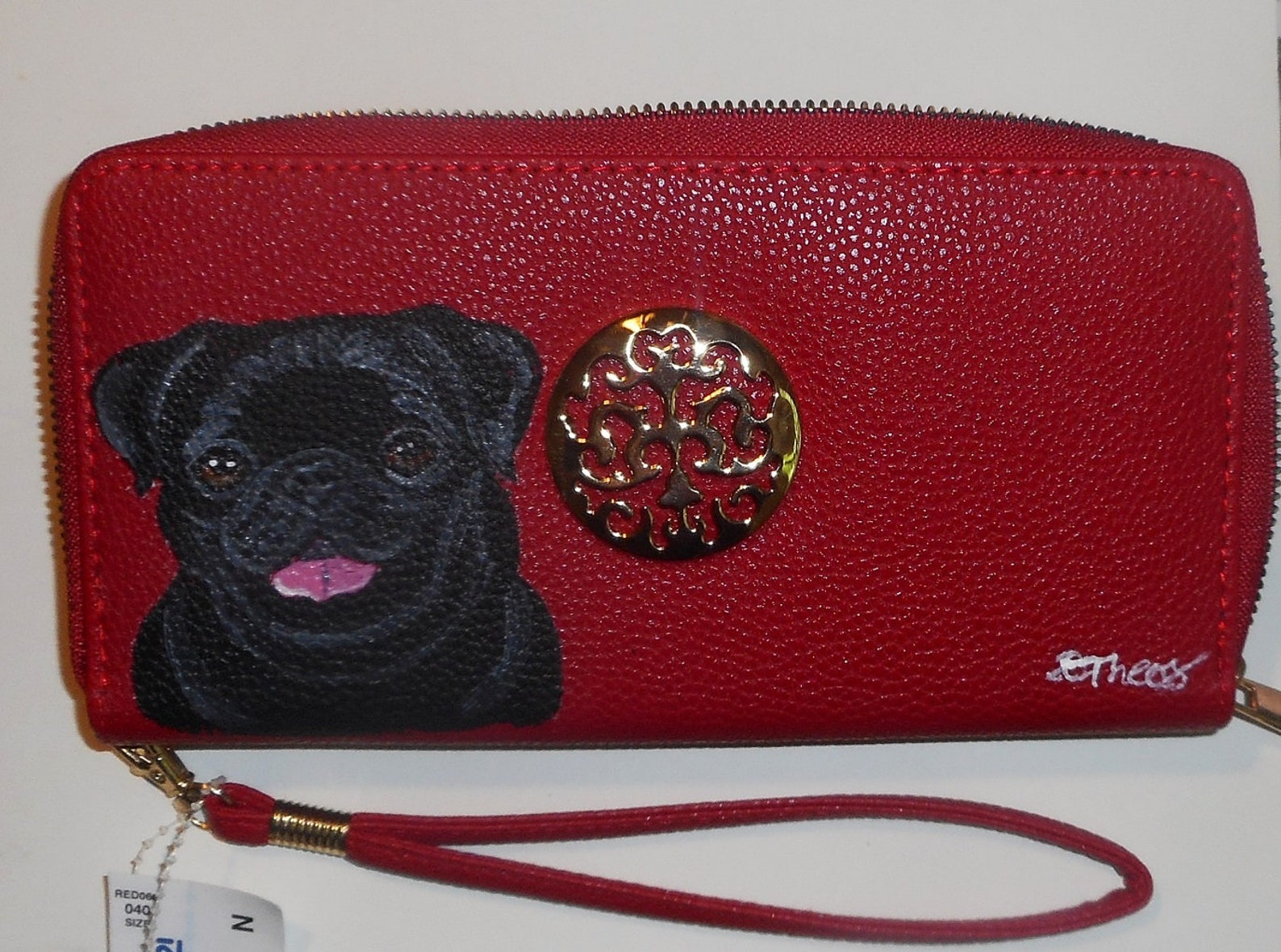 Black Pug Dog Portrait Wallet for Women Vegan Leather Hand | Etsy