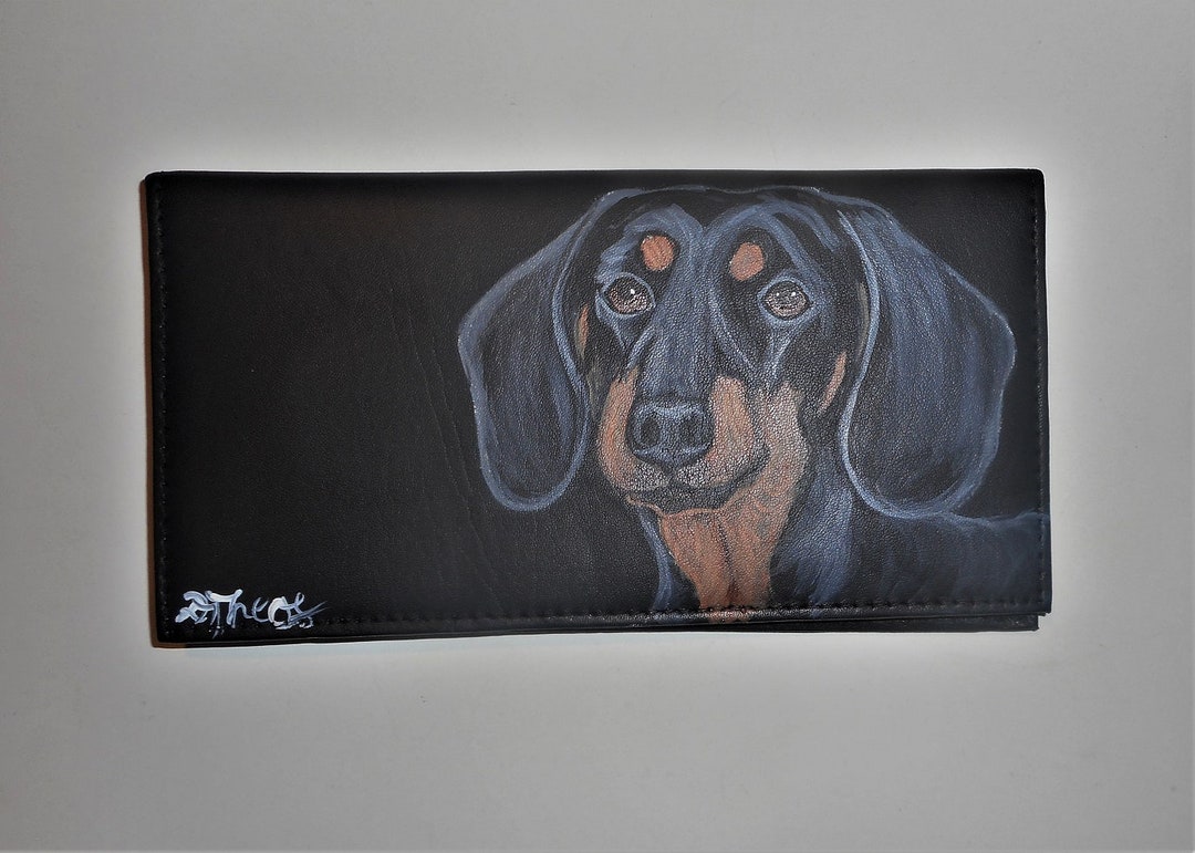Dachshund Dog Checkbook Cover, Leather Checkbook Holder, Dog Person ...