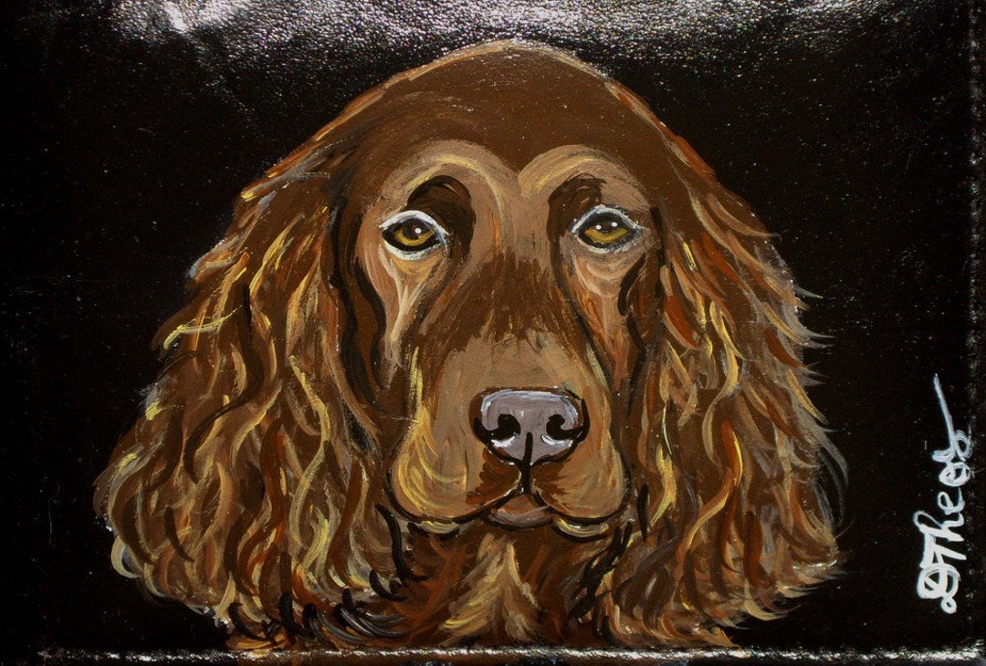 Field Spaniel Dog Checkbook Cover, Leather Checkbook Holder, Dog Person ...