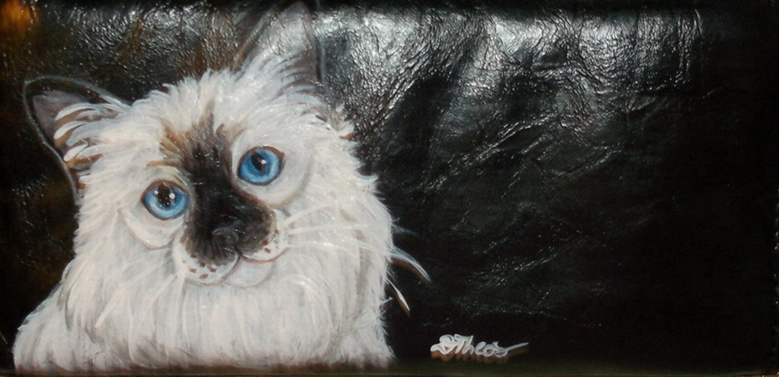 Birman Cat Checkbook Cover Holder Custom Hand Painted Leather - Etsy