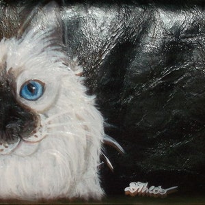 Birman Cat Checkbook Cover Holder Custom Hand Painted Leather - Etsy