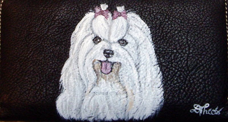 Maltese Dog Portrait Checkbook Cover Holder Custom Hand | Etsy
