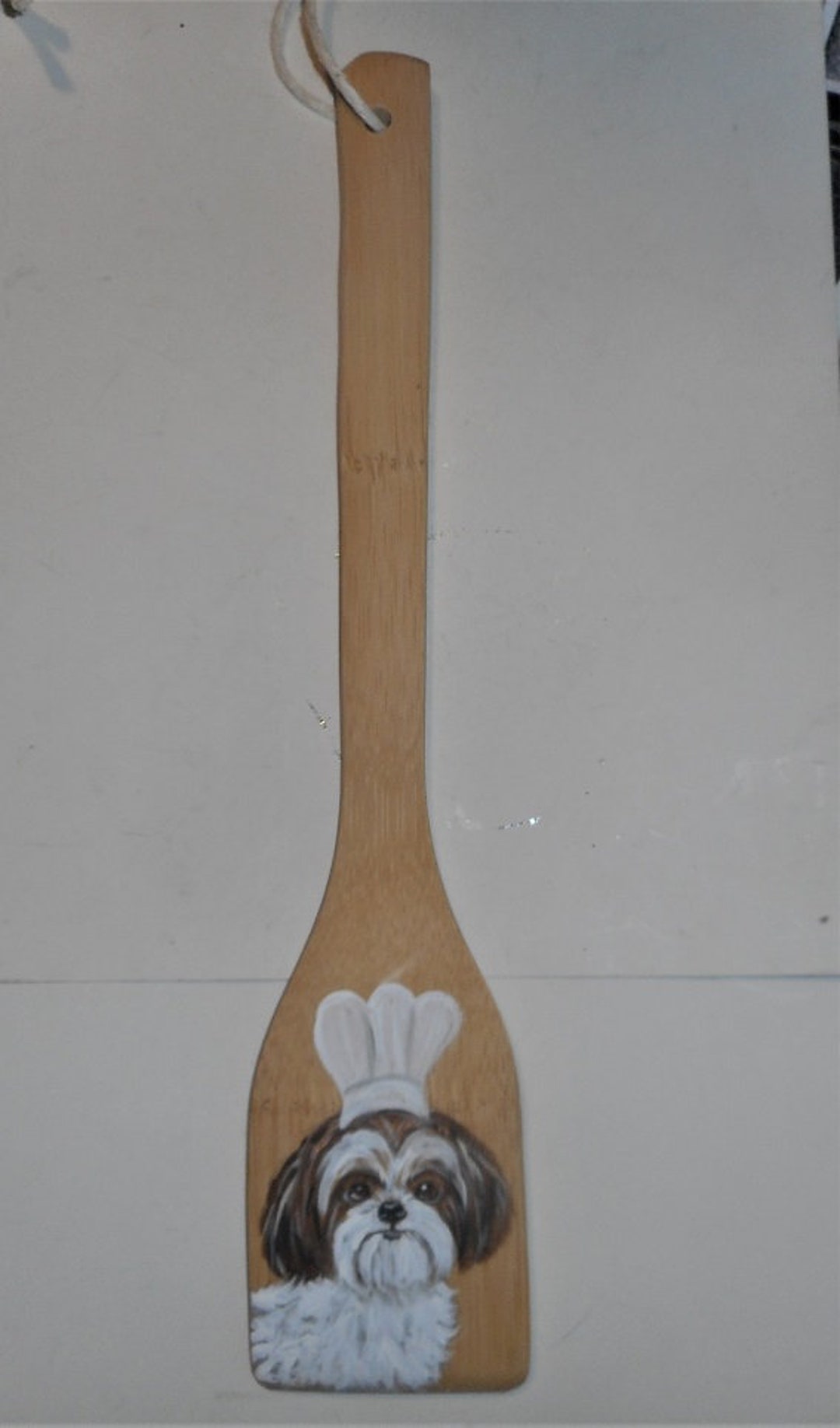 Shih Tzu Dog Chef Portrait, Wooden Serving Spoon, Hand Painted Kitchen ...