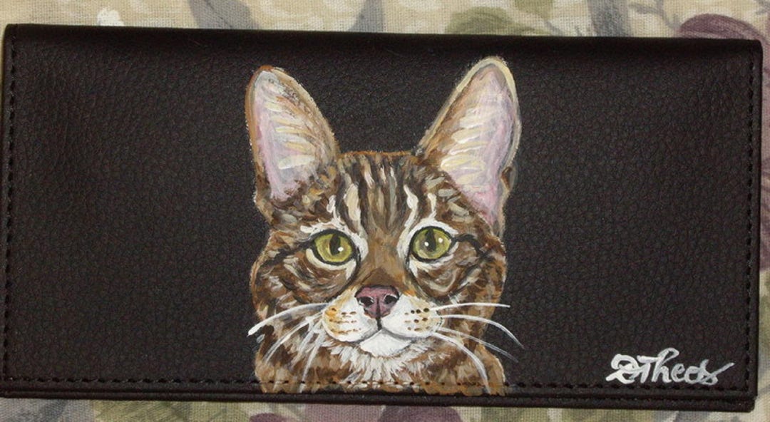 Savannah Cat Checkbook Cover, Leather Checkbook Holder, Cat Lover Gift ...