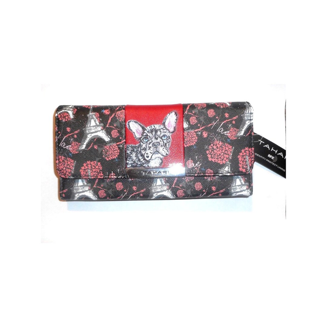 Hand Painted Blue Merle French Bulldog Wallet for Women: Vegan Leather ...