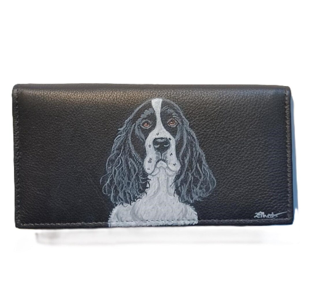 English Springer Spaniel Dog Checkbook Cover, Leather Checkbook Holder ...