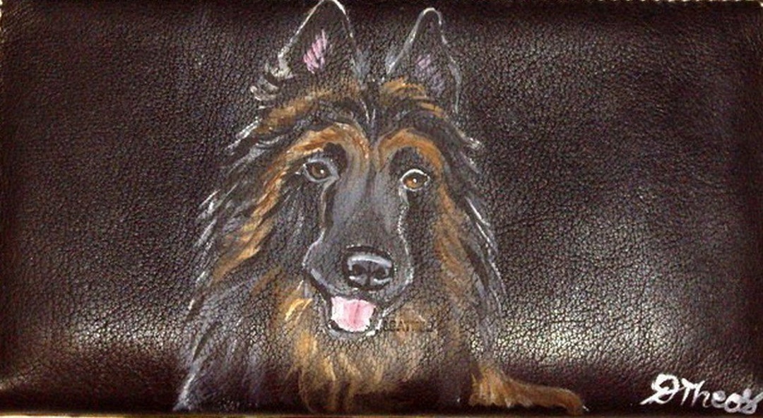 Belgian Tervuren Dog Checkbook Cover, Leather Checkbook Holder, Dog ...