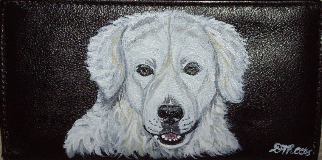 Hungarian Kuvasz Dog Checkbook Cover, Leather Checkbook Holder, Dog ...