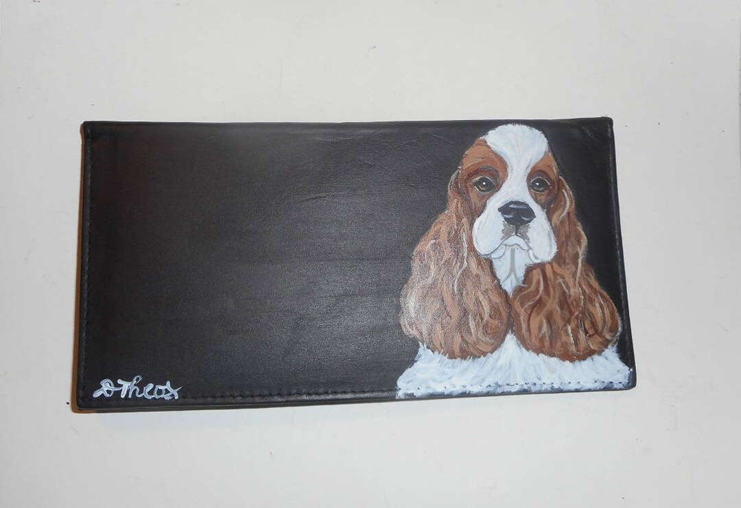 Cocker Spaniel Dog Checkbook Cover, Leather Checkbook Holder, Dog ...