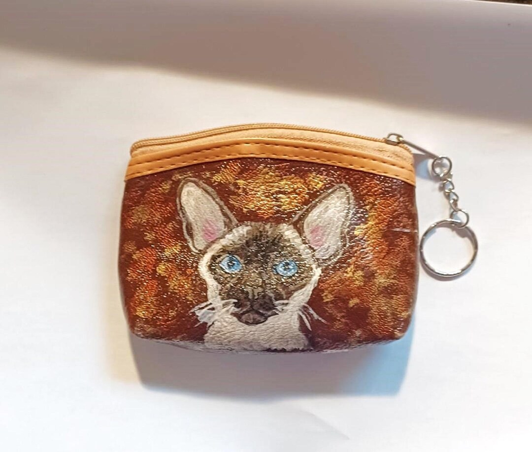 Siamese Cat Coin Purse With Keychain, Cat Lovers Gift - Etsy