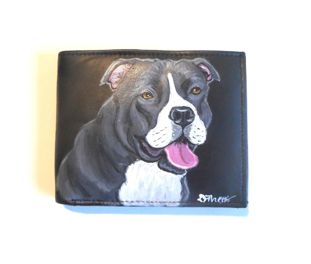 Pit Bull Terrier Dog Wallet for Men, Men's Leather Wallet, Father's Day ...