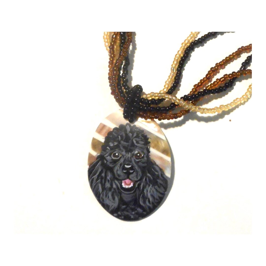 Black Poodle Pendant Necklace, Hand Painted Dog Charm, Dog Mom Gift - Etsy