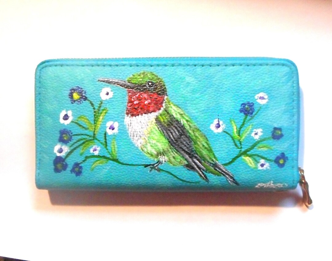 Hummingbird Bird Wallet for Women, Hand Painted Purse, Bird Lover Gift ...
