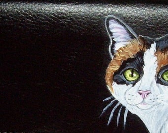 Black and Calico Cat Zipper Wallet, Zip Around Vegan Leather Wallet ...