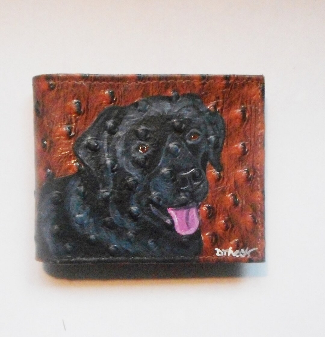 Labrador Retriever Dog Wallet for Men, Hand Painted Leather, Gift for ...