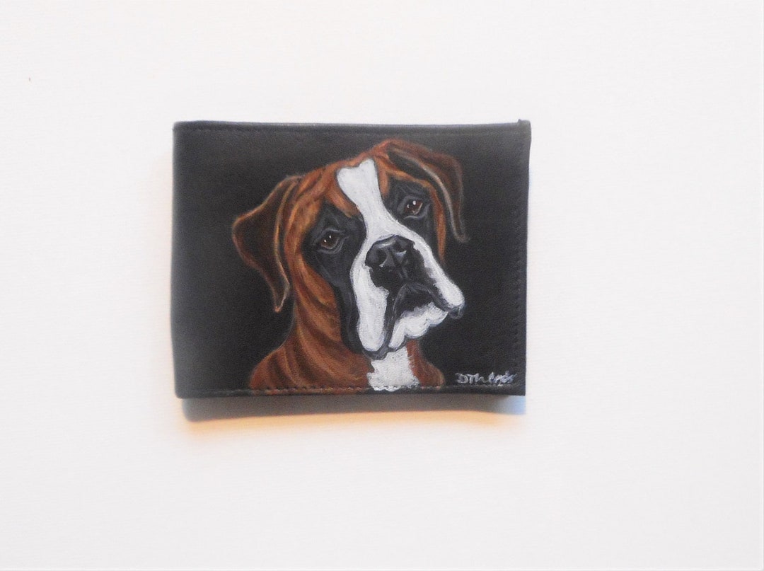 Boxer Dog Wallet for Men Hand Painted Leather Father's Day Gift - Etsy