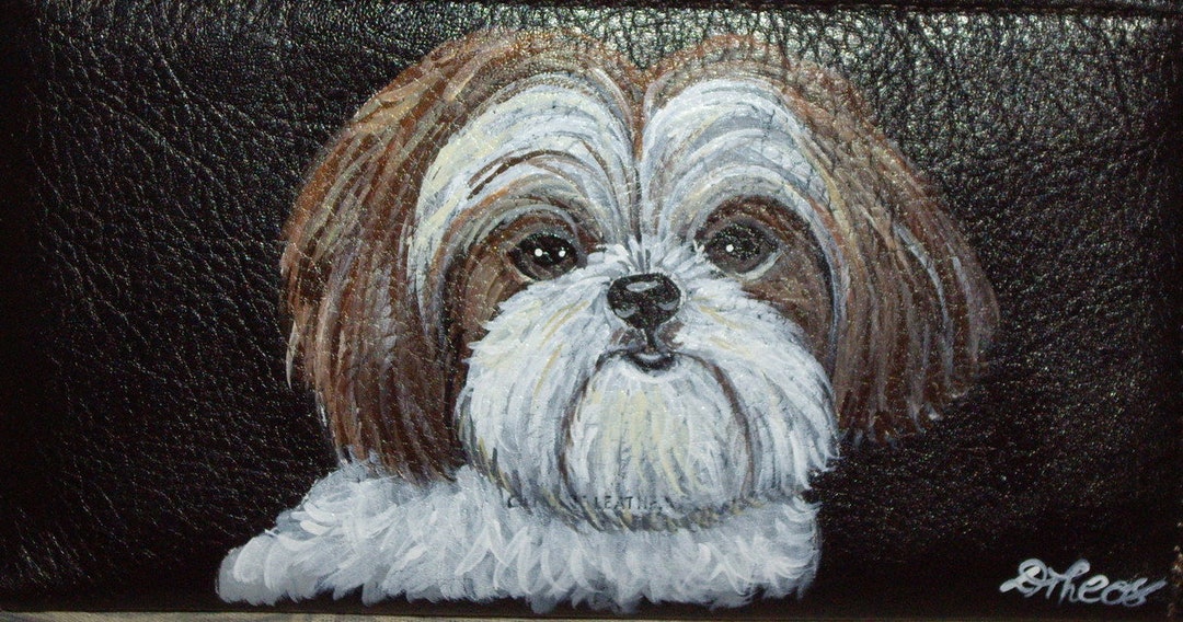 Shih Tzu Dog Checkbook Cover, Leather Checkbook Holder, Dog Lover Gift ...