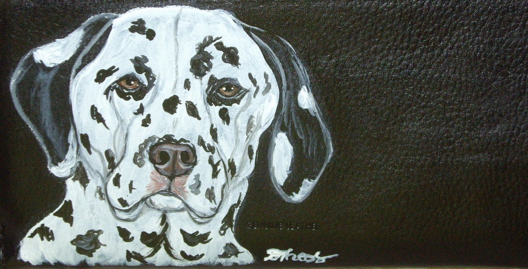 Dalmatian Dog Checkbook Cover, Leather Checkbook Holder, Dog Lovers ...