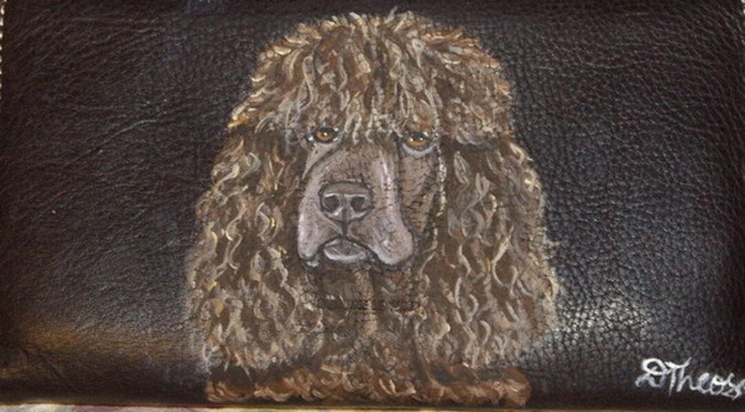 Irish Water Spaniel Dog Checkbook Cover, Leather Checkbook Holder, Dog ...