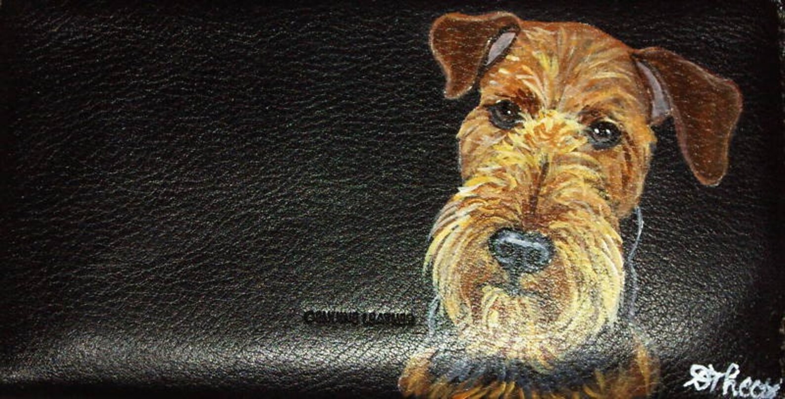 Airedale Terrier Dog Checkbook Cover Custom Hand Painted - Etsy