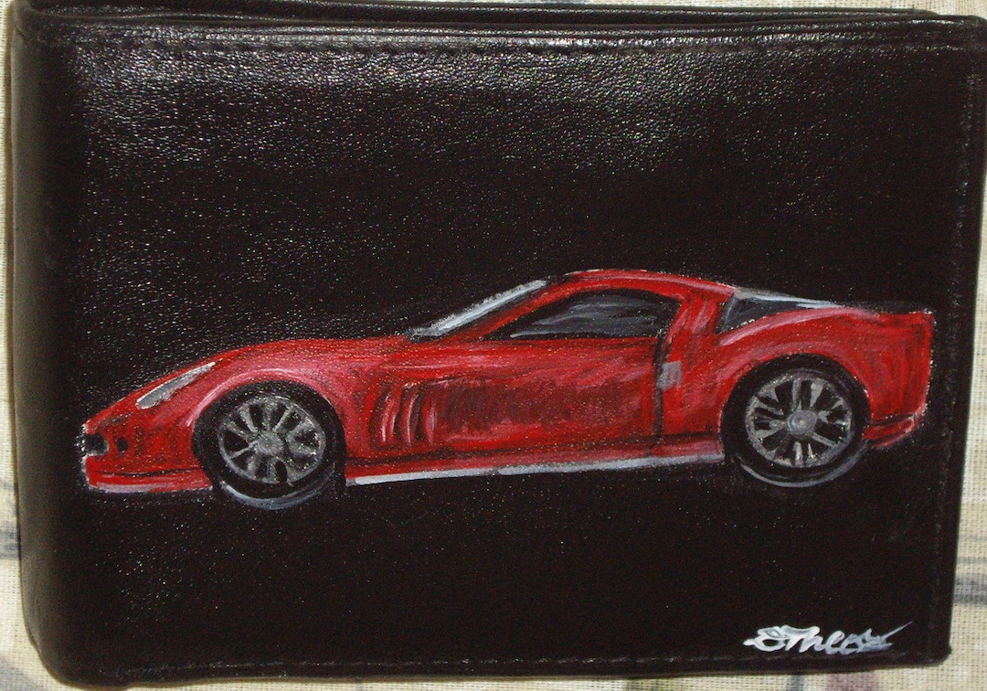 Chevrolet Corvette Wallet for Men, Custom Painted Car Motorcycle Truck ...