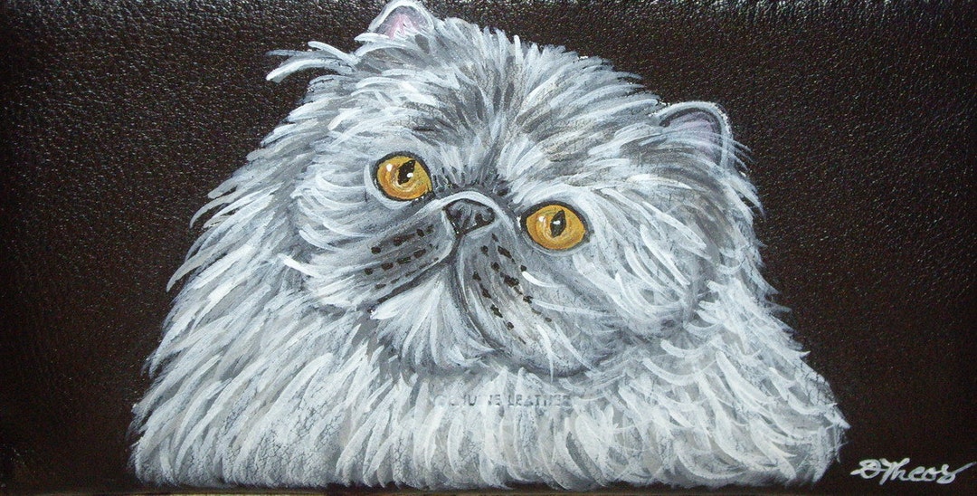 Persian Cat Checkbook Cover, Leather Checkbook Holder, Cat Lovers Gift ...