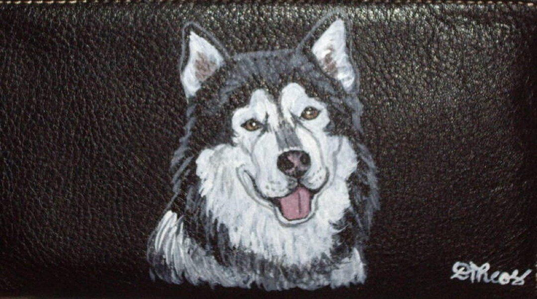 Alaskan Malamute Dog Checkbook Cover, Leather Checkbook Holder, Dog ...
