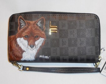 Red Fox Portrait Wallet for Men Hand Painted Leather | Etsy