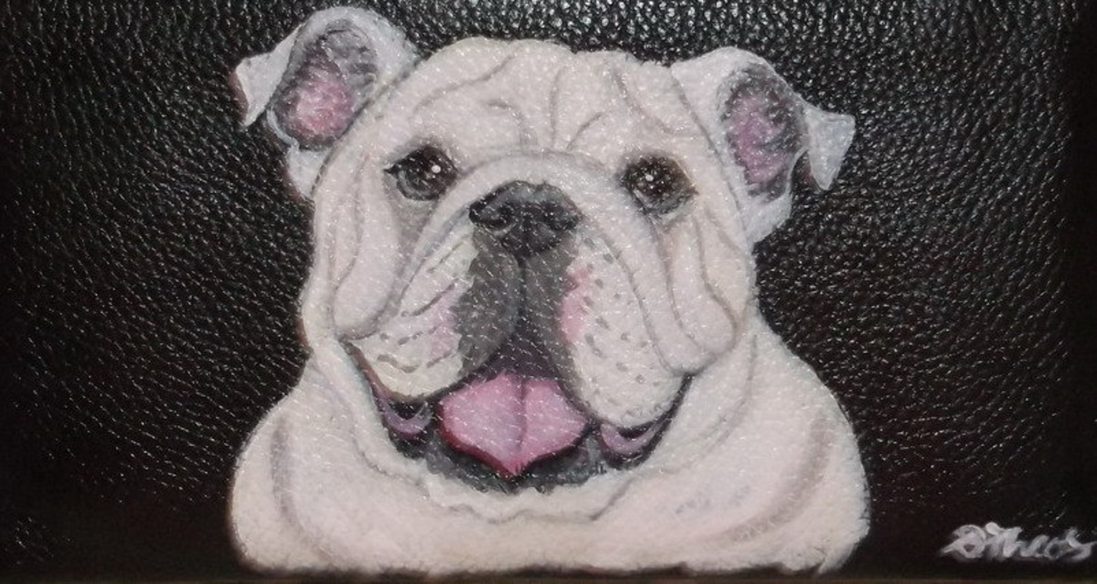 English Bulldog Dog Checkbook Cover Holder Custom Hand Painted - Etsy