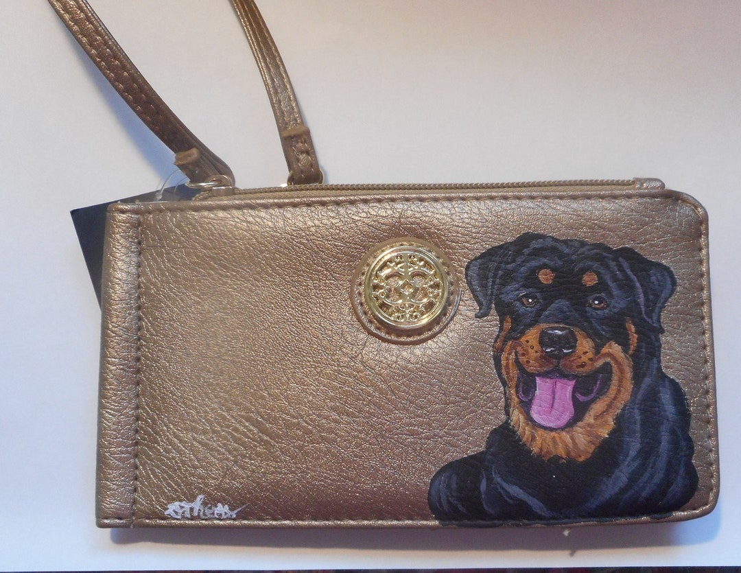 Rottweiler Dog Wristlet, Dog Painted Wallet for Women, Dog Lover Gift ...