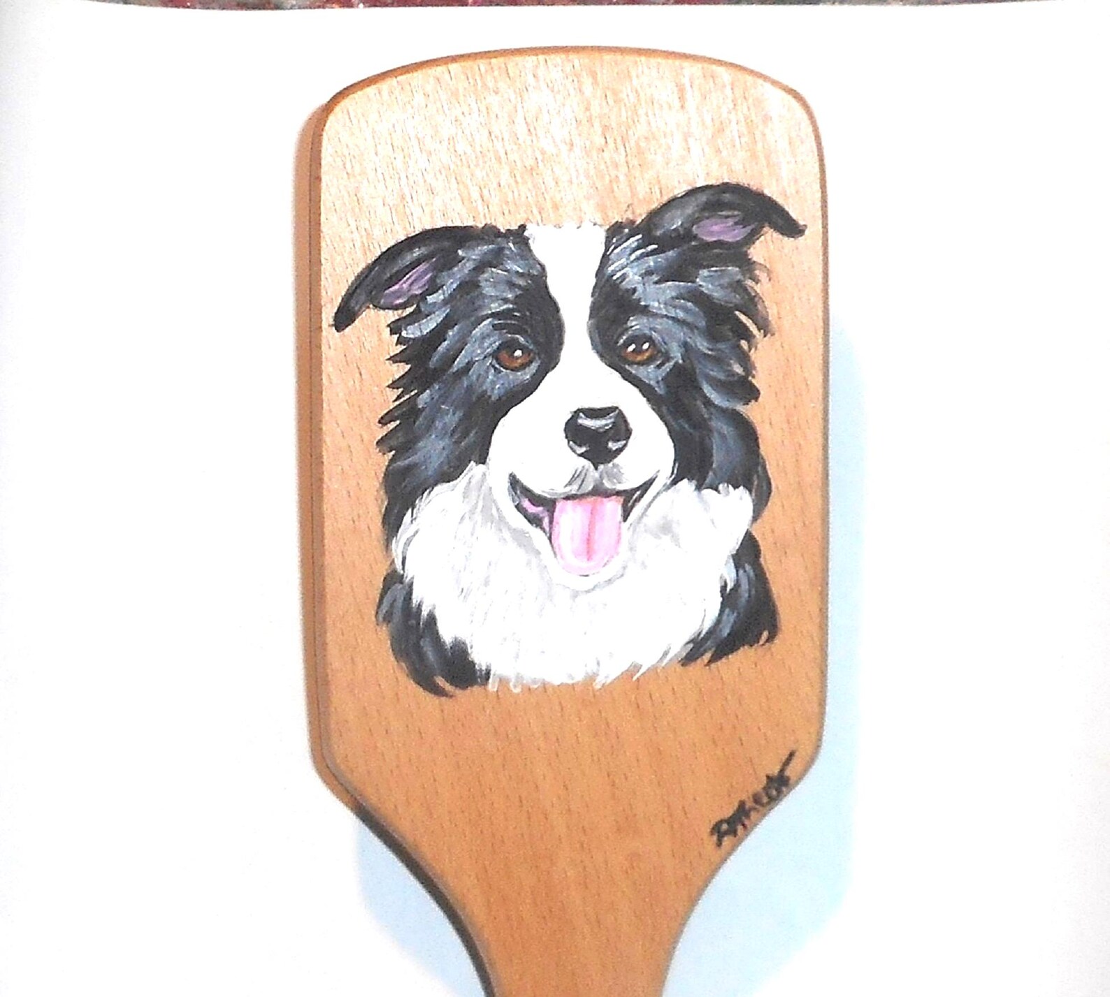 Border Collie Dog Hairbrush, Pet Grooming Brush, Hand Painted Dog ...