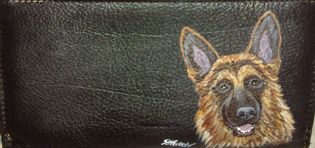 German Shepherd Dog Checkbook Cover, Leather Checkbook Holder, Dog ...