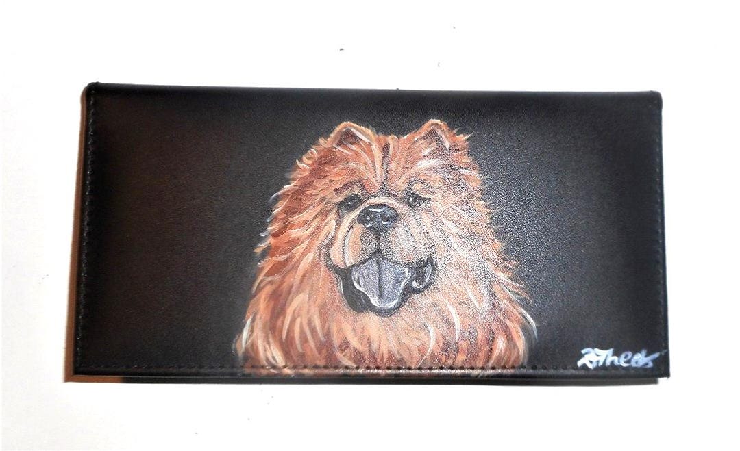 Hand Painted Chow Chow Dog Leather Checkbook Cover - Etsy