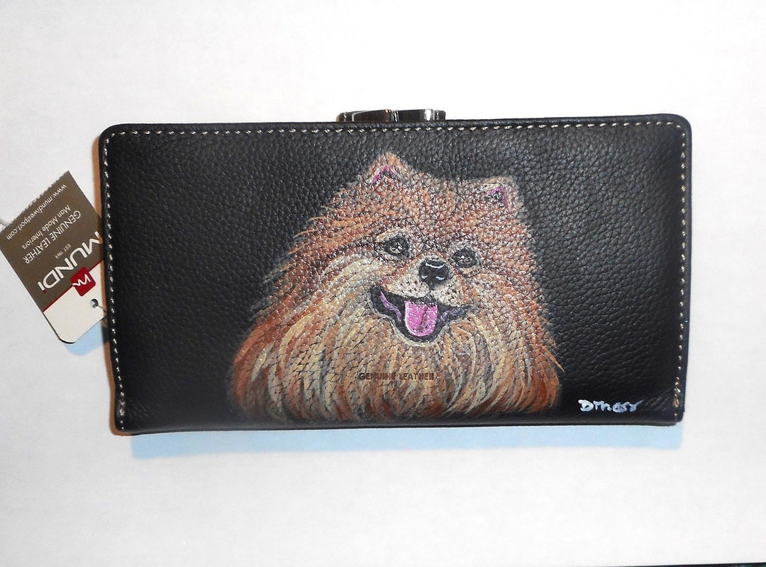 Pomeranian Dog Wallet for Women, Hand Painted Leather Wallet, Gift for ...