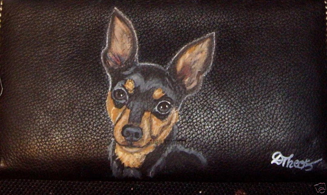 Miniature Pinscher Dog Checkbook Cover, Leather Checkbook Holder, Dog ...